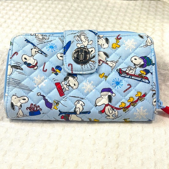 Vera Bradley | Bags | Vera Bradley Peanuts Limited Edition Rfid Turnlock Wallet Ski Jump Snoopy ...
